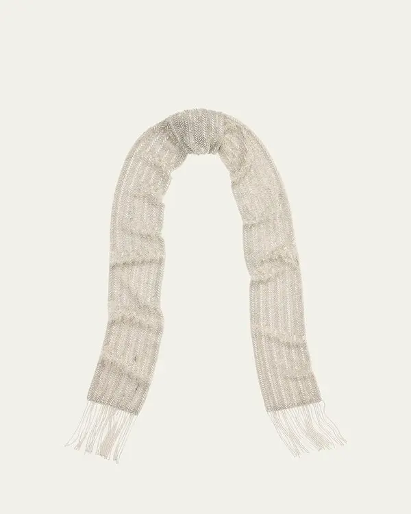 Ralph Lauren Beaded Fringe-trim Georgette Scarf