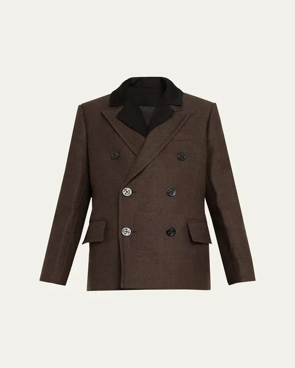 Sacai Double-breasted Wool Hybrid Coat