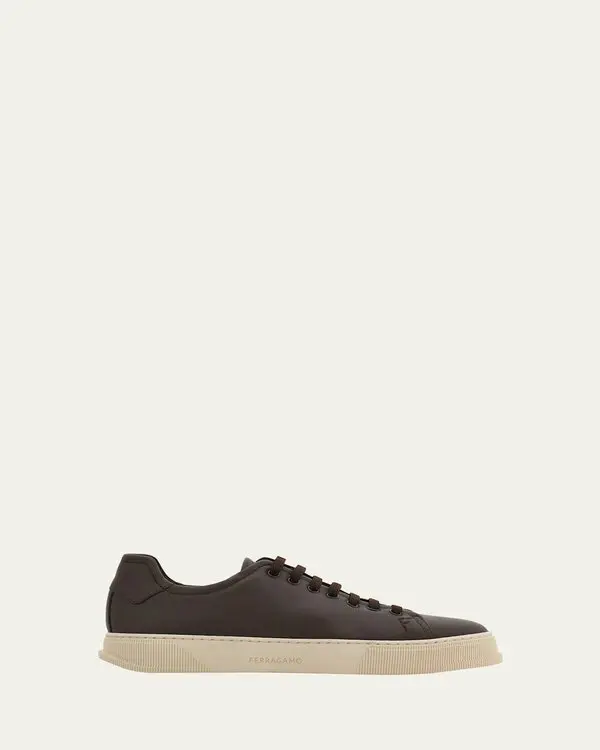 FERRAGAMO Bruce Deerskin Low-top Sneakers - Dark Brown