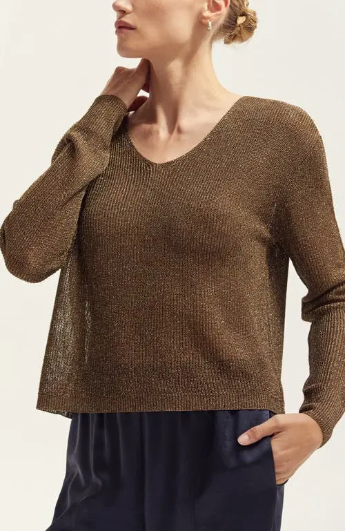 CRESCENT Lurex Knit Top - Espresso
