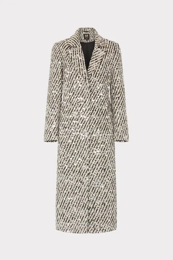 MILLY Wanda Sequins Stripe Coat