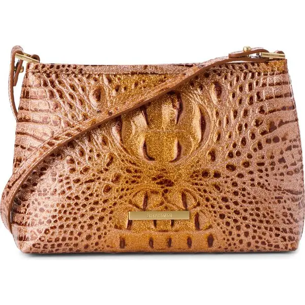 Brahmin Croc Embossed Leather Shoulder Bag