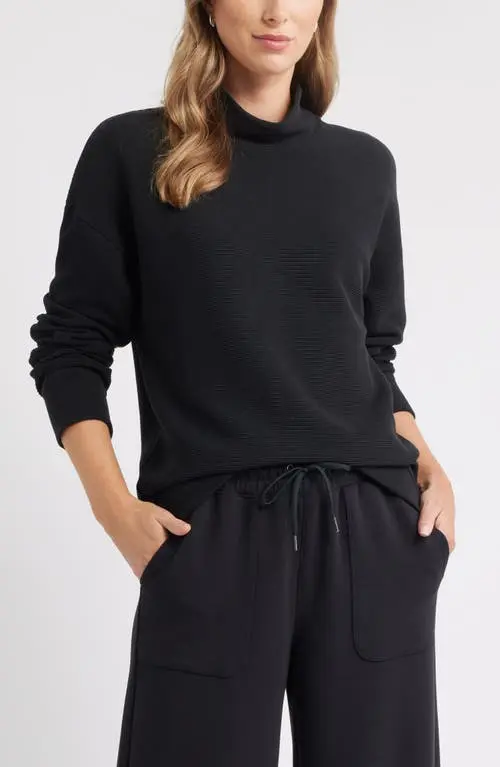 Caslon Mock Neck Ottoman Sweatshirt - Black