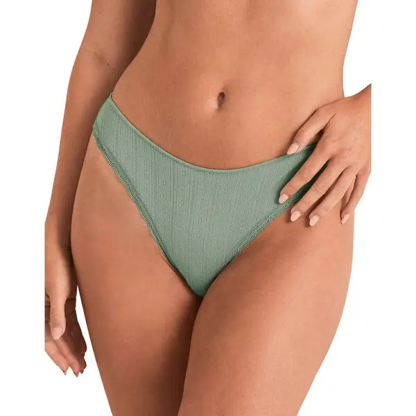 ADORE ME Pointelle Brazilian Panties - Medium Green