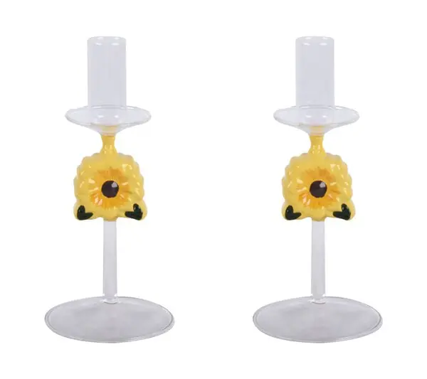 TEMP-TATIONS Seasonal Set Of 2 Glass Taper Candle Holders