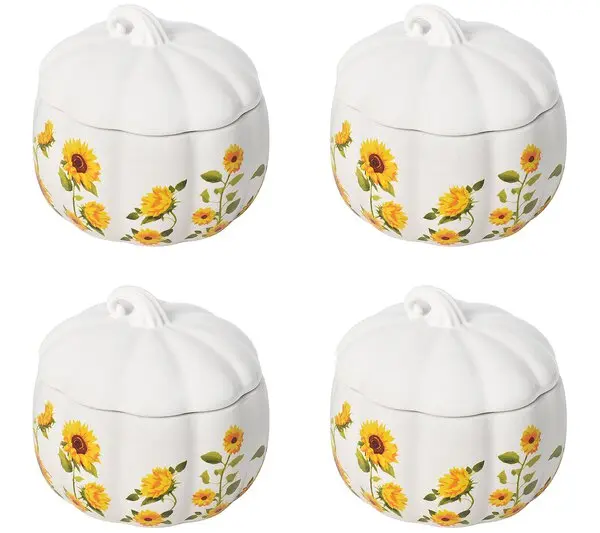 TEMP-TATIONS Set Of 16-oz Lidded Pumpkin Bowls
