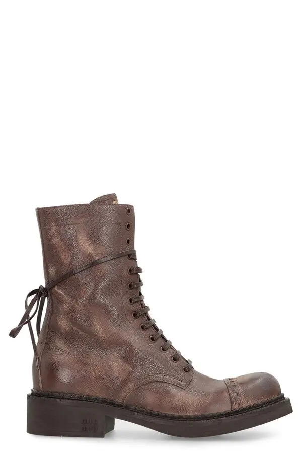 Miu Miu Leather Lace-up Boots