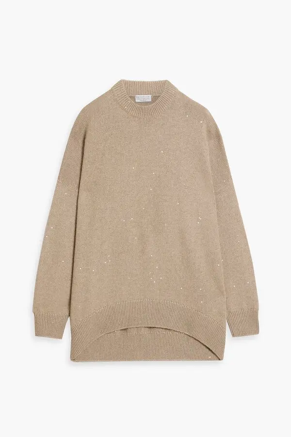 Brunello Cucinelli Sequin-embellished Cashmere And Silk-blend Sweater