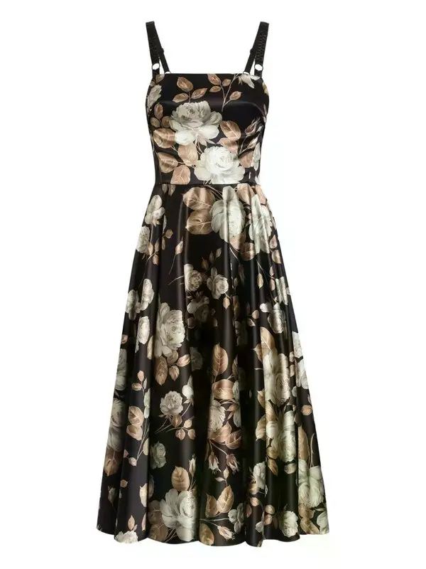 Dolce & Gabbana Rose-print Satin Midi Dress
