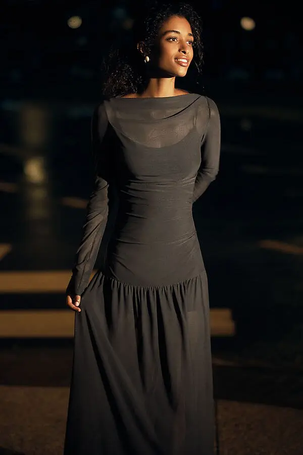 Bec & Bridge Blae Long-sleeve Sheer Maxi Dress