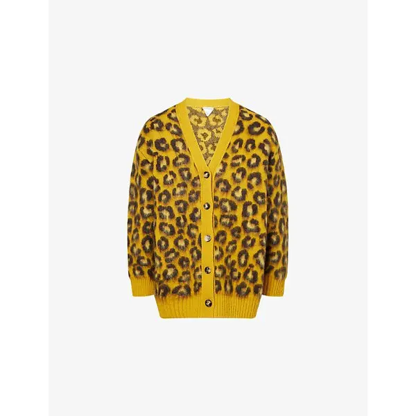 Bottega Veneta V-neck Leopard Wool-blend Cardigan