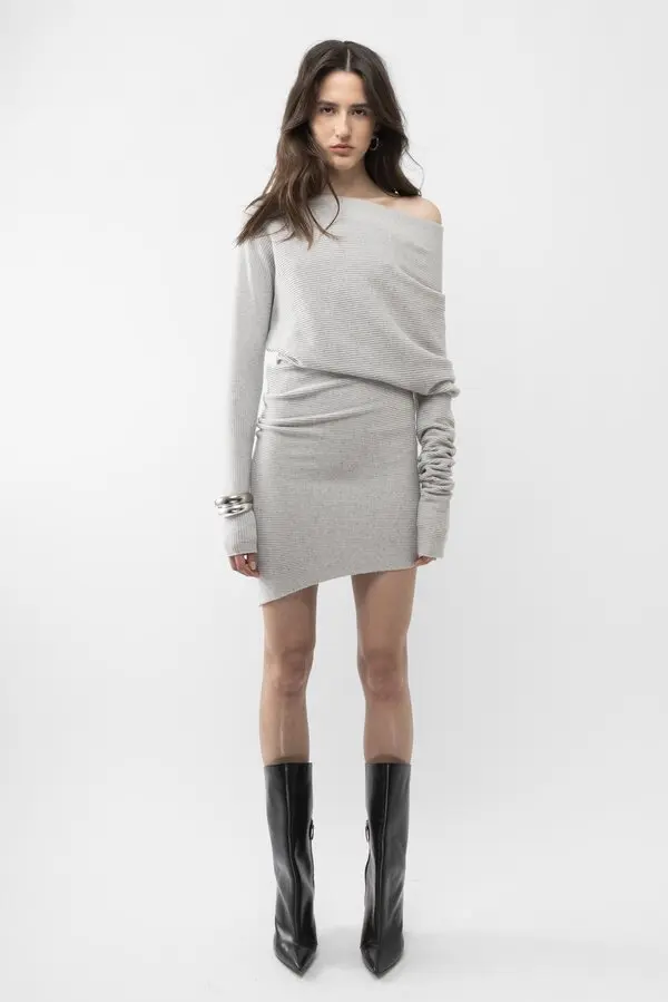 Arakii Diagonal Ribbed Merino Wool Dress