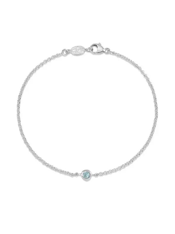 DOWER AND HALL Single Aquamarine Dewdrop Chain Bracelet - Silver