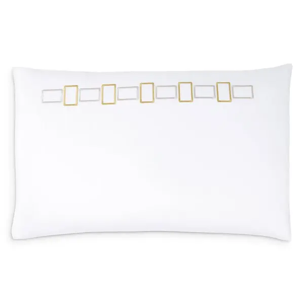Frette Bold Bicolor Embroidery Standard Sham - Savage Beige/olive