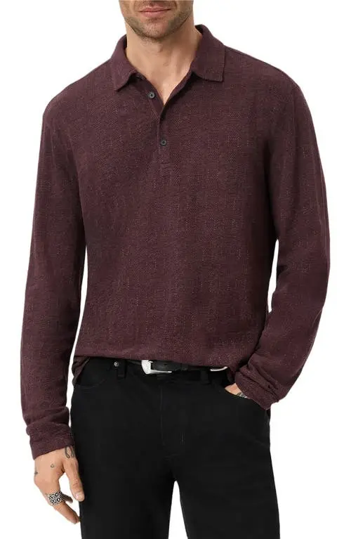 John Varvatos Jalen Three Color Marl Jacquard Long Sleeve Polo - Plum