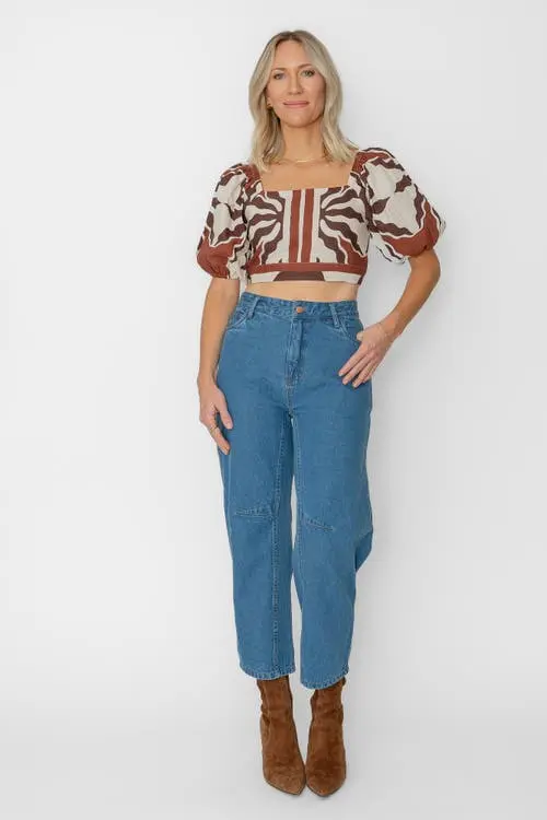 WEST OF Marie Puff-sleeve Top