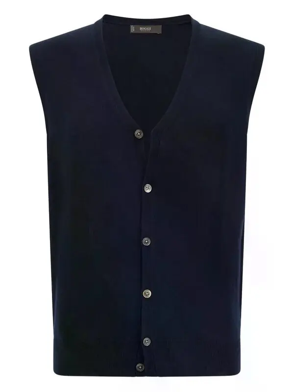 Boggi Milano Wool Buttoned Vest - Blue