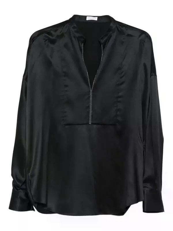 Brunello Cucinelli Rhinestone-detail Blouse - Black