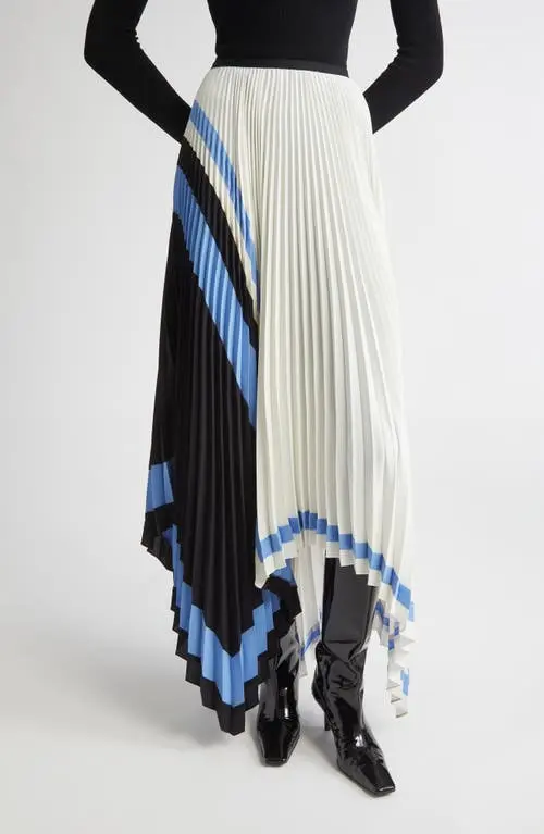 Proenza Schouler Emilia Abstract Print Pleated Asymmetric Skirt