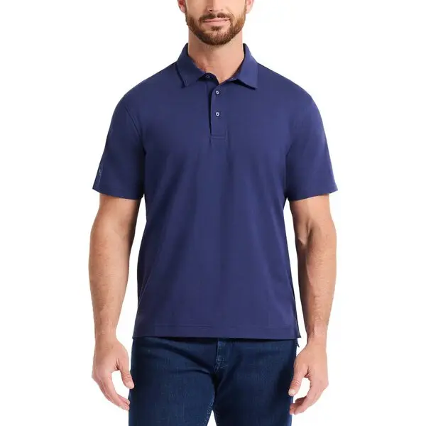 Robert Graham Furlan Solid Stretch Cotton Polo - Navy