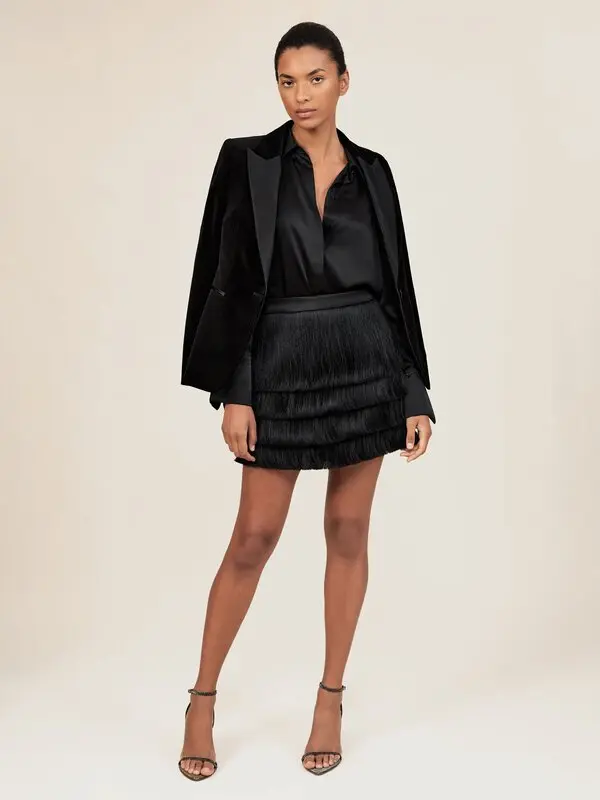 REISS Chloe Fringe Mini Skirt