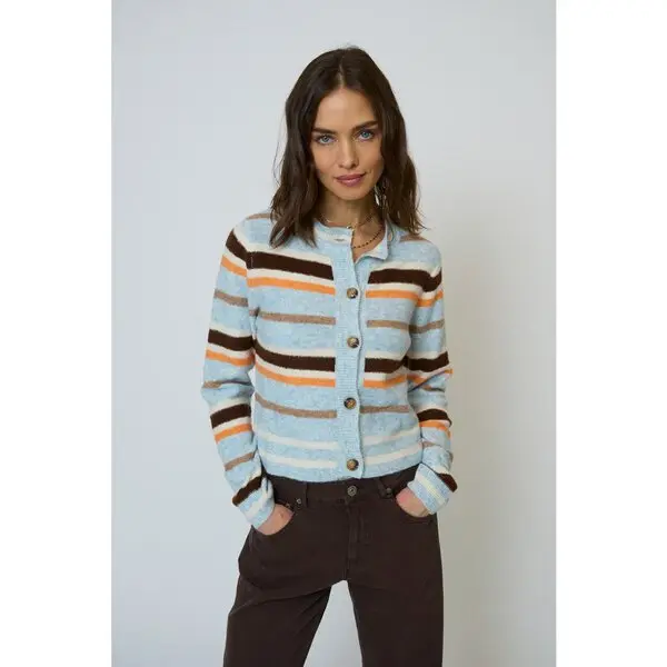 Central Park West Striped Knit Cardigan