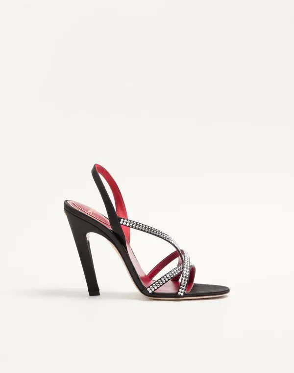 Valentino Garavani Dans Le Foyer Crystal-embellished Satin Sandals - Black
