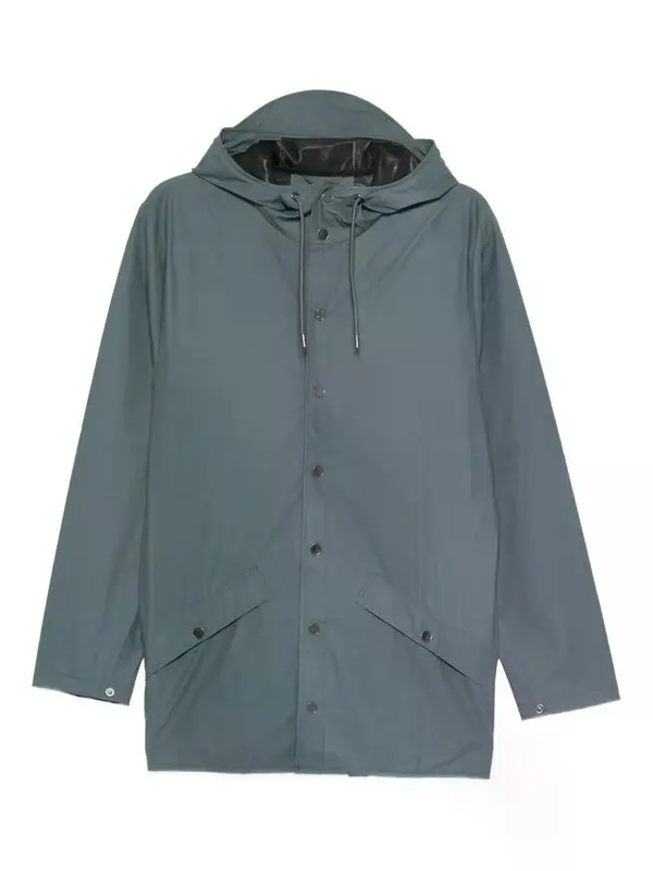 Rains Snap-button Hooded Raincoat - Grey