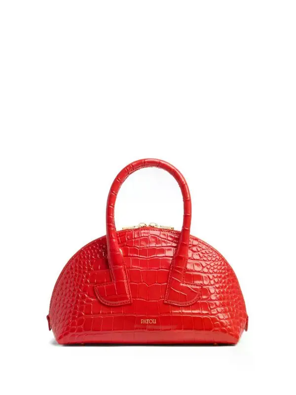 Patou Le Bowling Crocodile-embossed Half-moon Bag