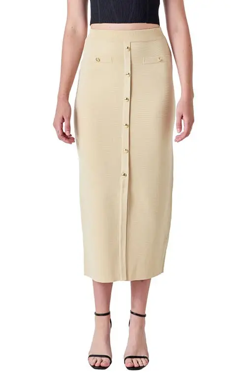 Endless Rose Knit Button Detailed Midi Skirt