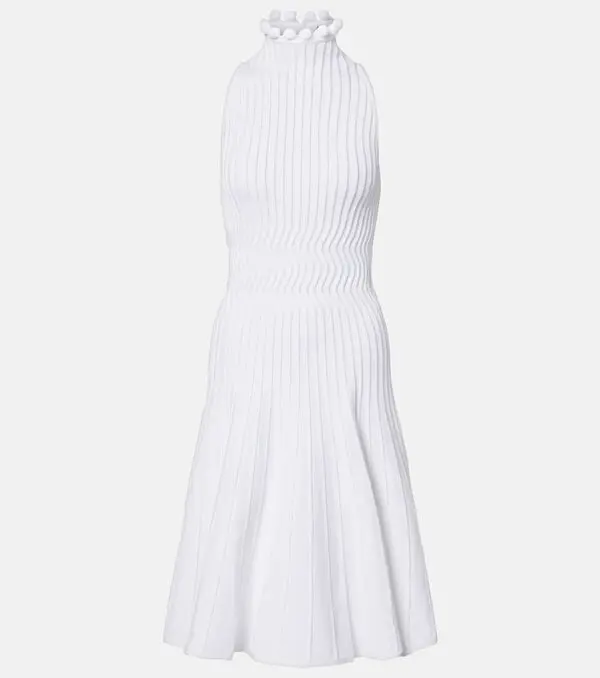 Alaïa Ribbed-knit Turtleneck Midi Dress - White