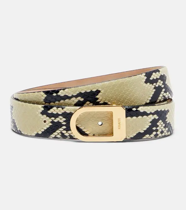 Khaite Saddle 30mm Snake-effect Leather Belt - White