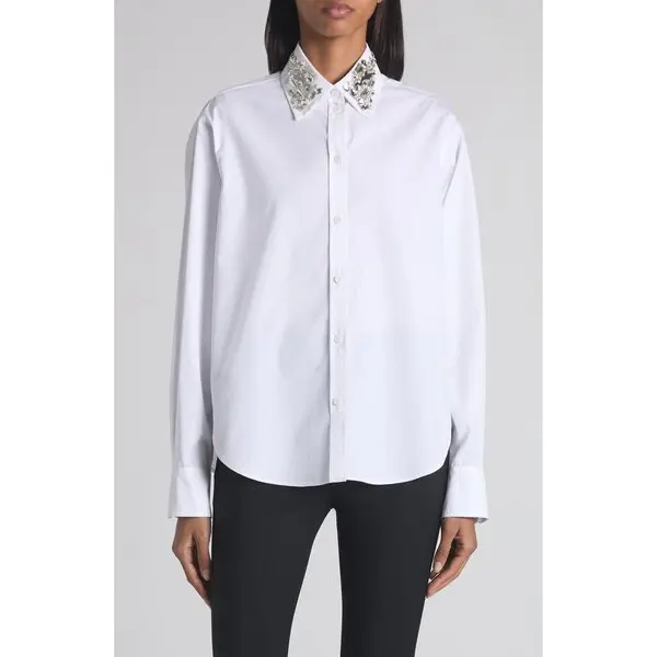 Alexander McQueen Crystal-embellished Cotton Poplin Shirt - Opticalwhite