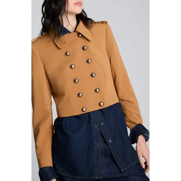 KENNETH COLE Double Breasted Crop Military Jacket