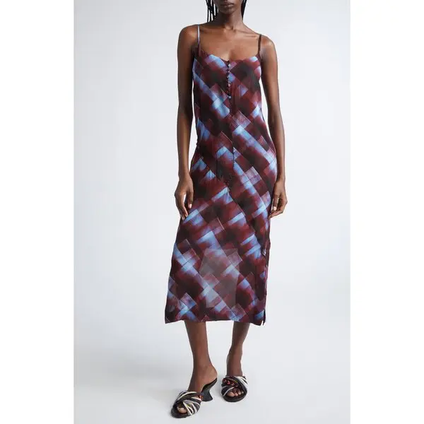 Dries Van Noten Spray Painted Check Midi Dress