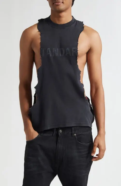 Balenciaga Standard Ripped Graphic Tank - 1041 Faded Washed Black
