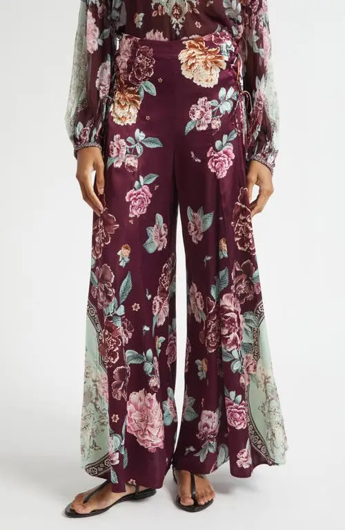 Camilla Flared Silk Satin Lace-up Pants