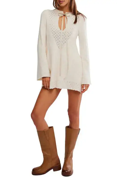 Free People Bali Old Flame Sweater Dress In Ivory - 40% Off | Editorialist