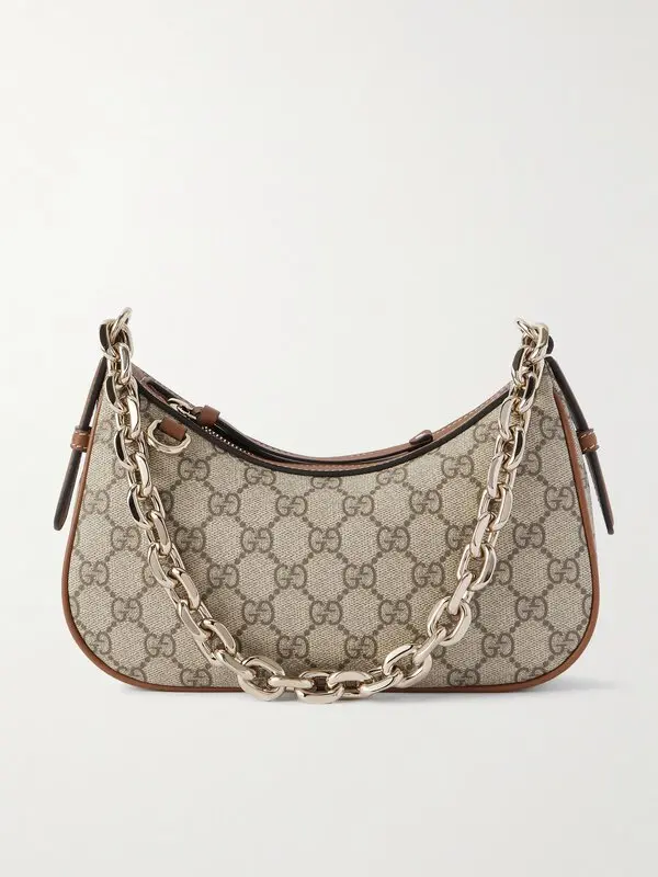 Gucci Gg Emblem Leather-trimmed Shoulder Bag