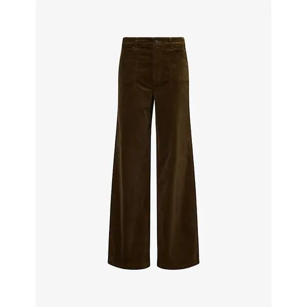 Paige Anessa Corduroy Wide Leg Trousers - Dark Brushed Olive