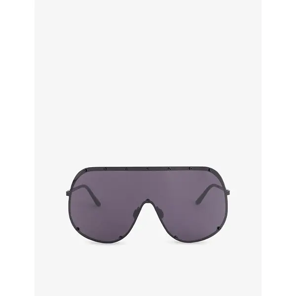 Rick Owens Shield Stainless Steel Sunglasses - Blk Temple/blk Lens