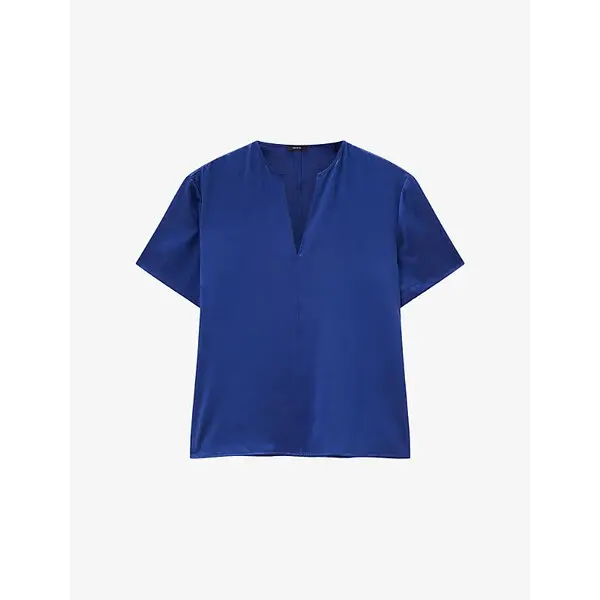JOSEPH Gala V-neck Silk Blouse - Cobalt