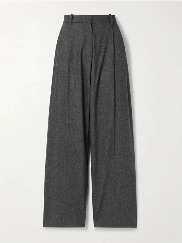 Khaite August Pleated Wool Straight-leg Pants
