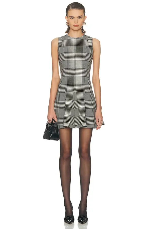 Brandon Maxwell Sophie Mini Dress - Prince Of Wales Plaid