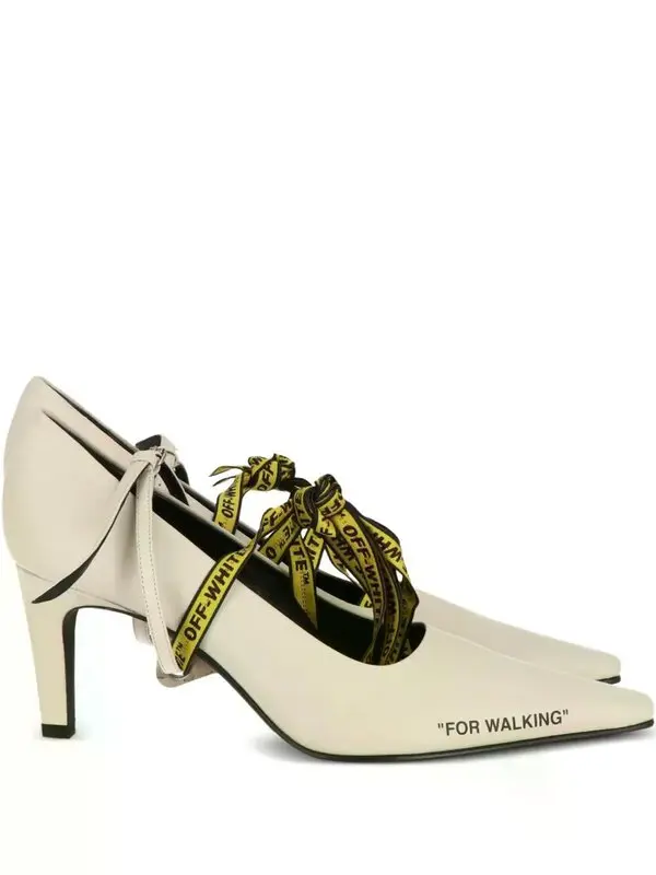Off-White Ribbon-tie Pointed Pumps