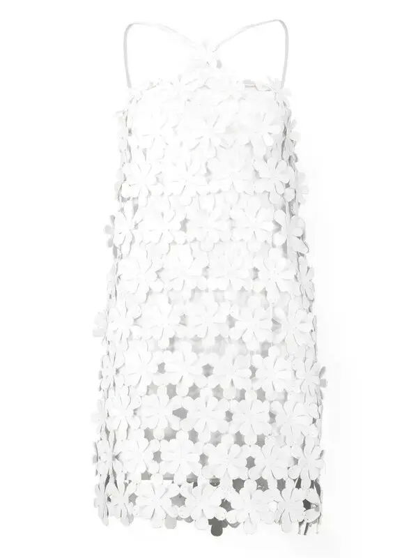 Alexis Lily Flower-appliqué Mini Dress - White