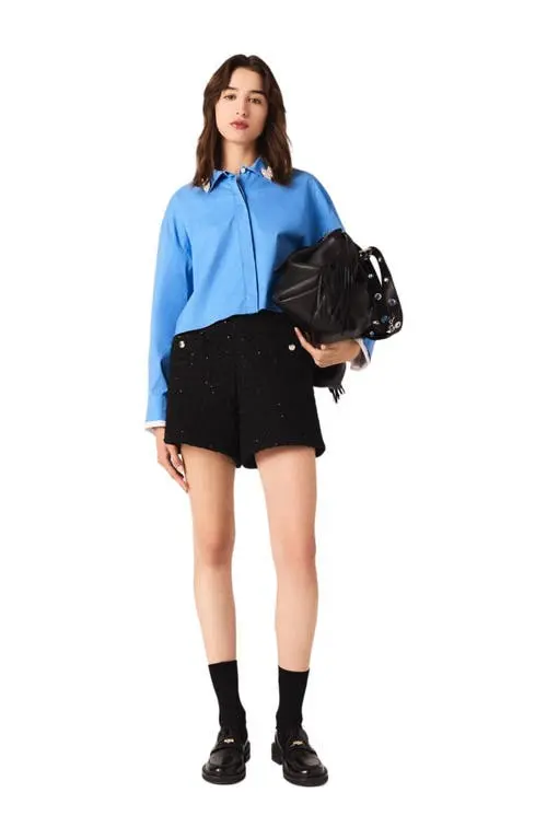 Maje Rhinestone Tweed Shorts
