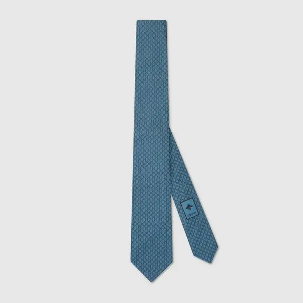 Gucci Gg Silk Jacquard Neck Tie - Blue