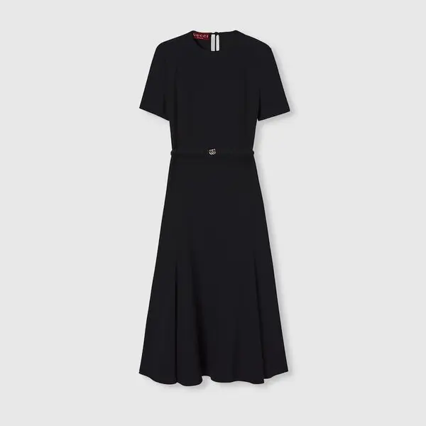 Gucci Satin Dress With Double G Belt