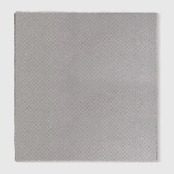 Gucci Printed Gg Cotton Wool Lamé Shawl Fabric - Grey